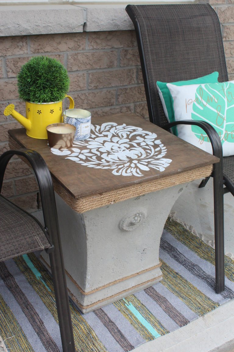 DIY Outdoor Side Table with Storage - Upcycled from an Old Planter ...