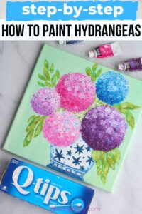 How to Paint Hydrangeas using Q-tips - Easy Beginner Tutorial
