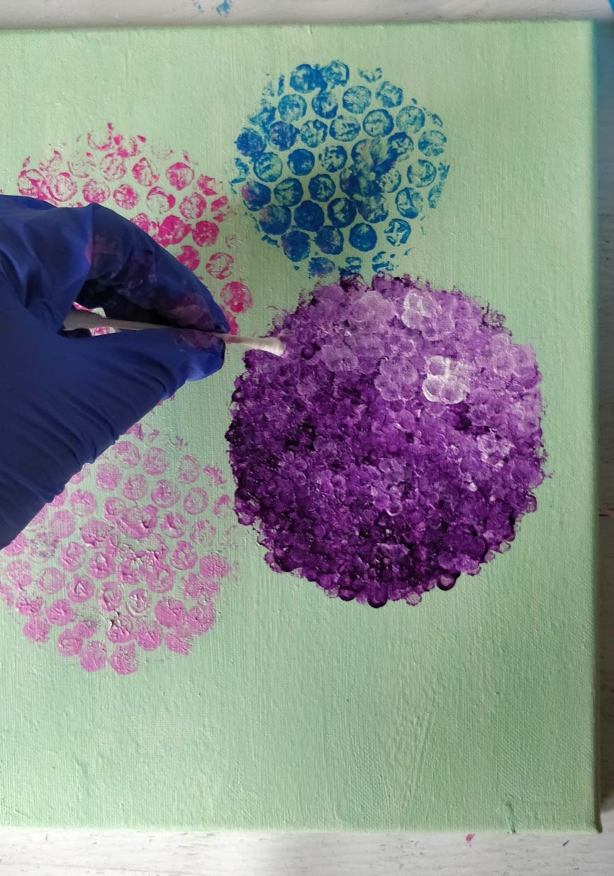 How to Paint Hydrangeas using Q-tips - Easy Beginner Tutorial