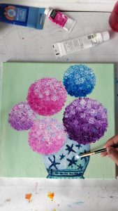 How to Paint Hydrangeas using Q-tips - Easy Beginner Tutorial