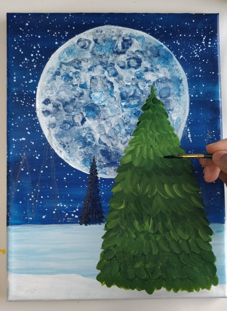 How to Paint a Christmas Tree on Canvas with One-Stroke Technique