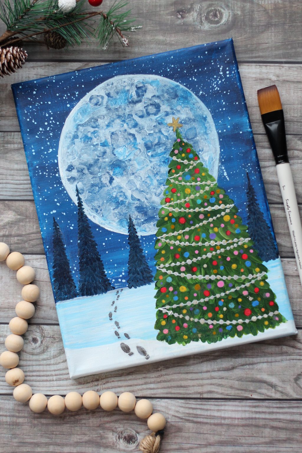 How to Paint a Christmas Tree on Canvas with One-Stroke Technique