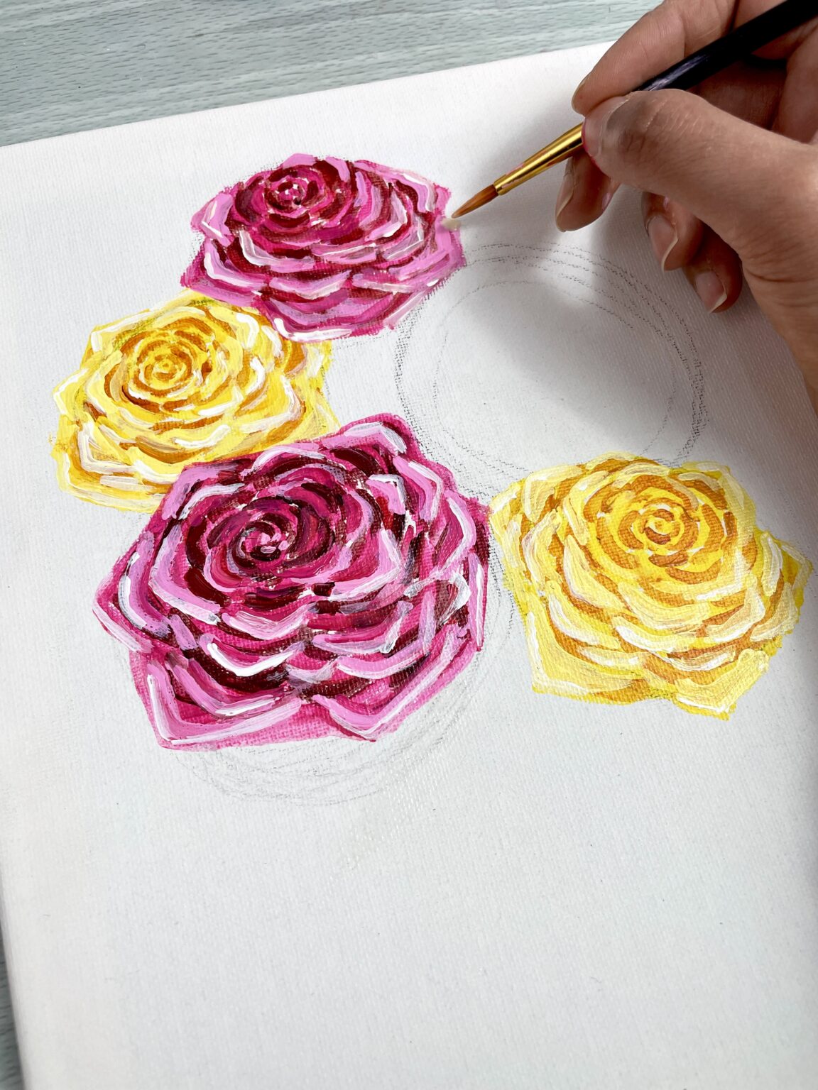 How To Paint Roses In 4 Easy Steps - Acrylics For Beginners