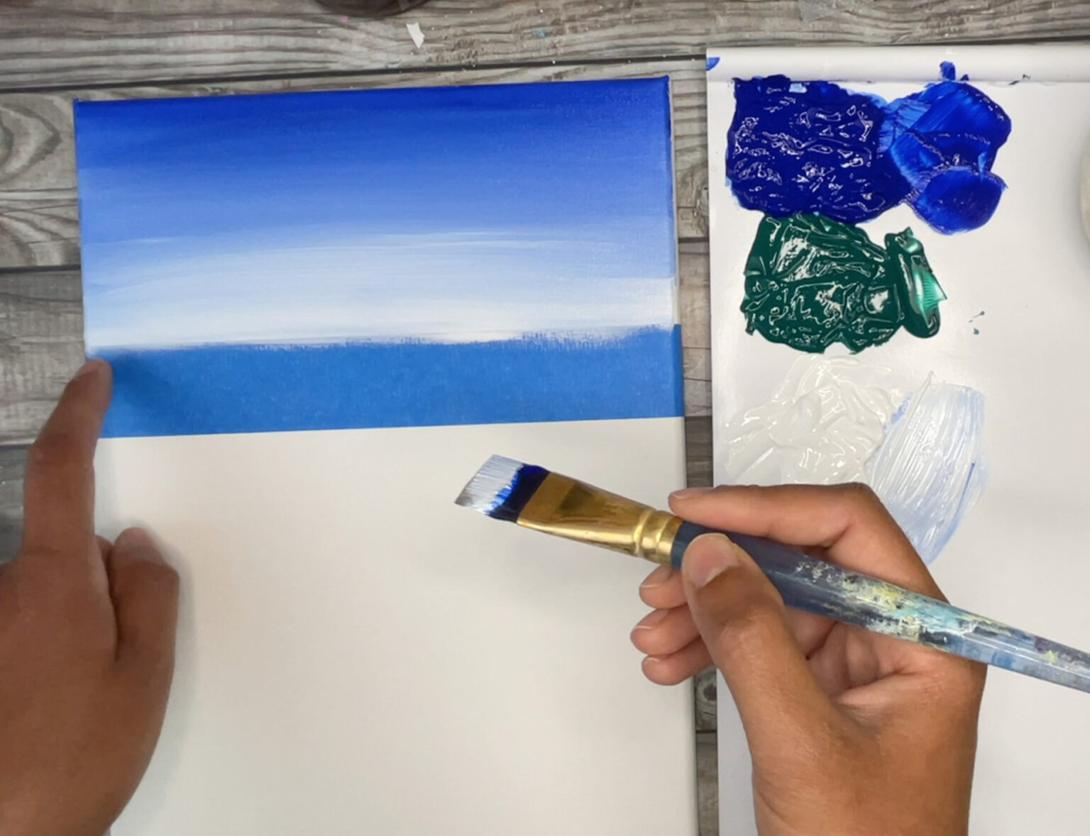 Easy Beach Painting with Acrylics for Beginners | Step by Step Tutorial