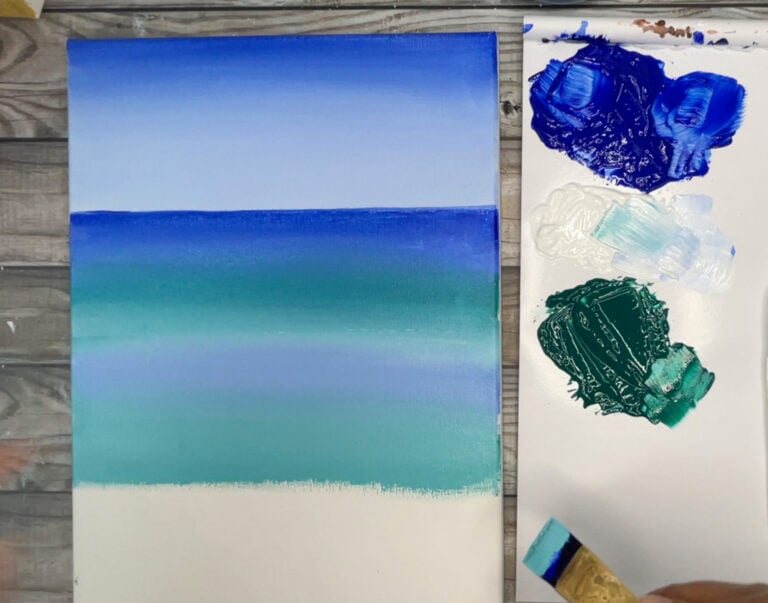 Easy Beach Painting with Acrylics for Beginners | Step by Step Tutorial