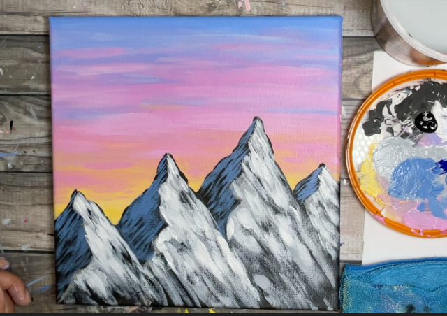 How To Paint a Mountain - Easy & Fun Mountain Scene For Beginners