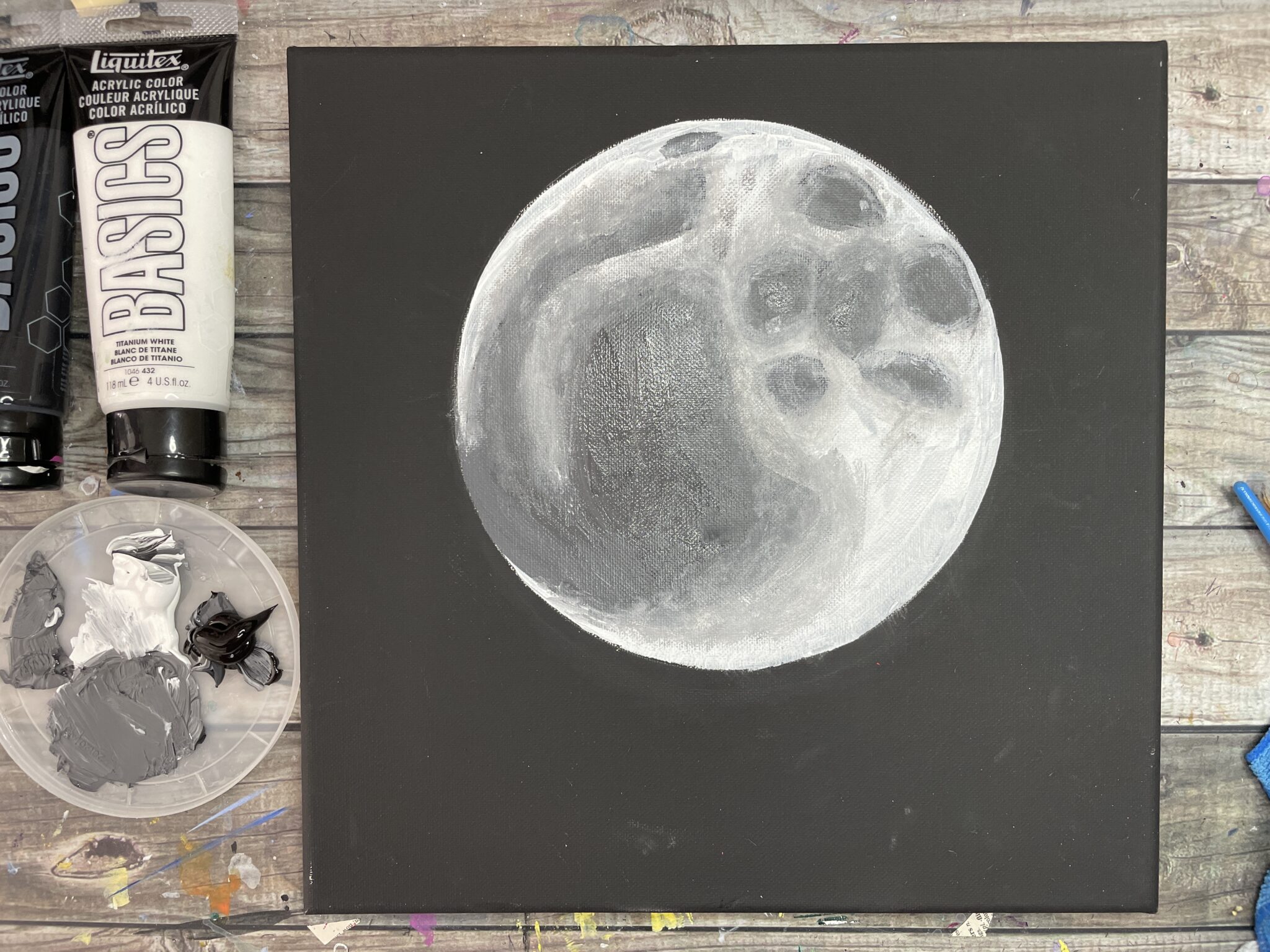 How To Paint The Moon For Beginners (Realistic Full Moon with Acrylics)