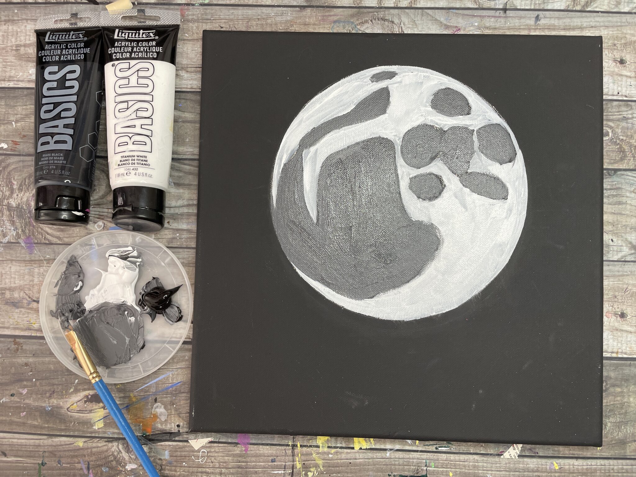 How To Paint The Moon For Beginners (Realistic Full Moon with Acrylics)