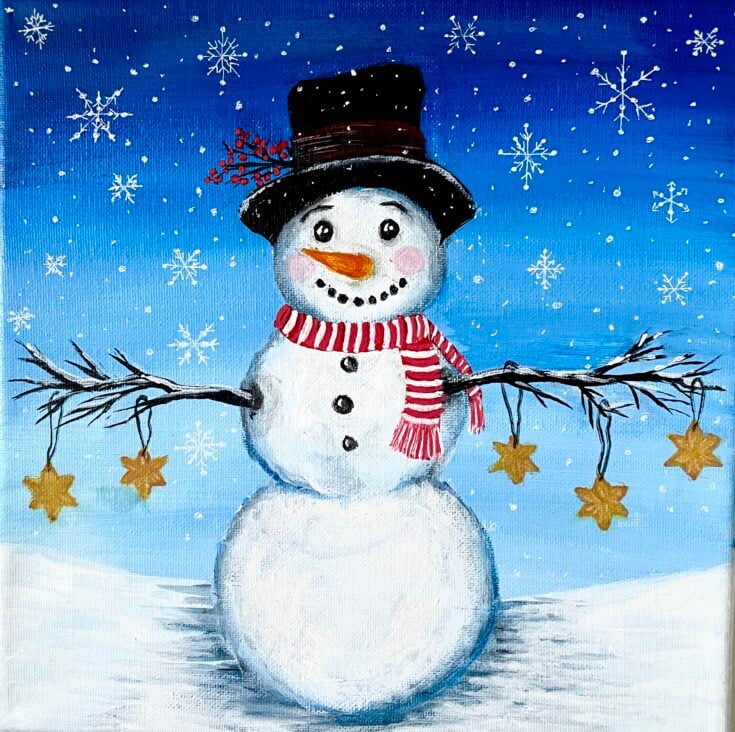 How To Paint a Snowman For Beginners {Paint and Sip Friendly Idea}
