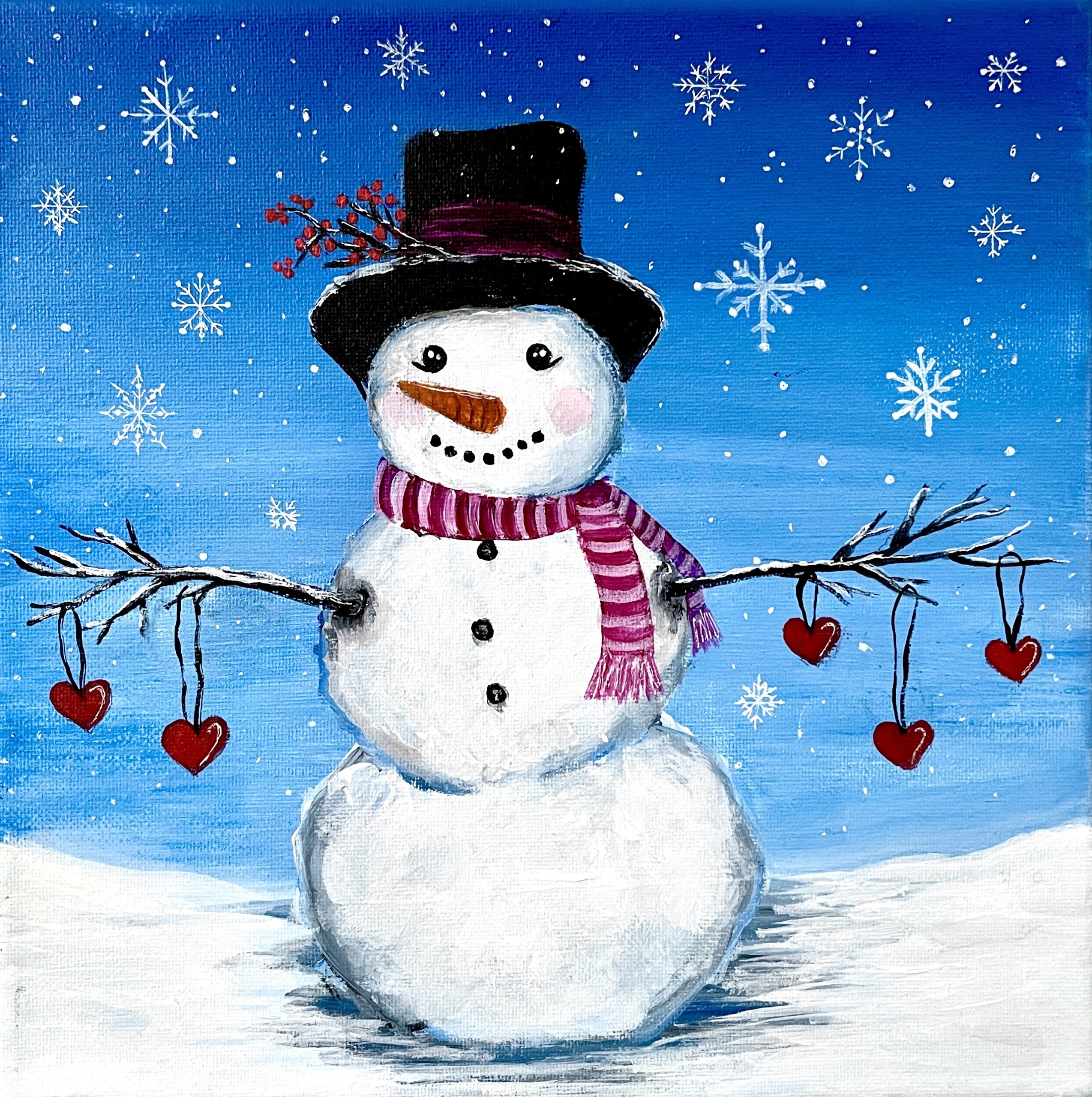 How To Paint a Snowman For Beginners {Paint and Sip Friendly Idea}