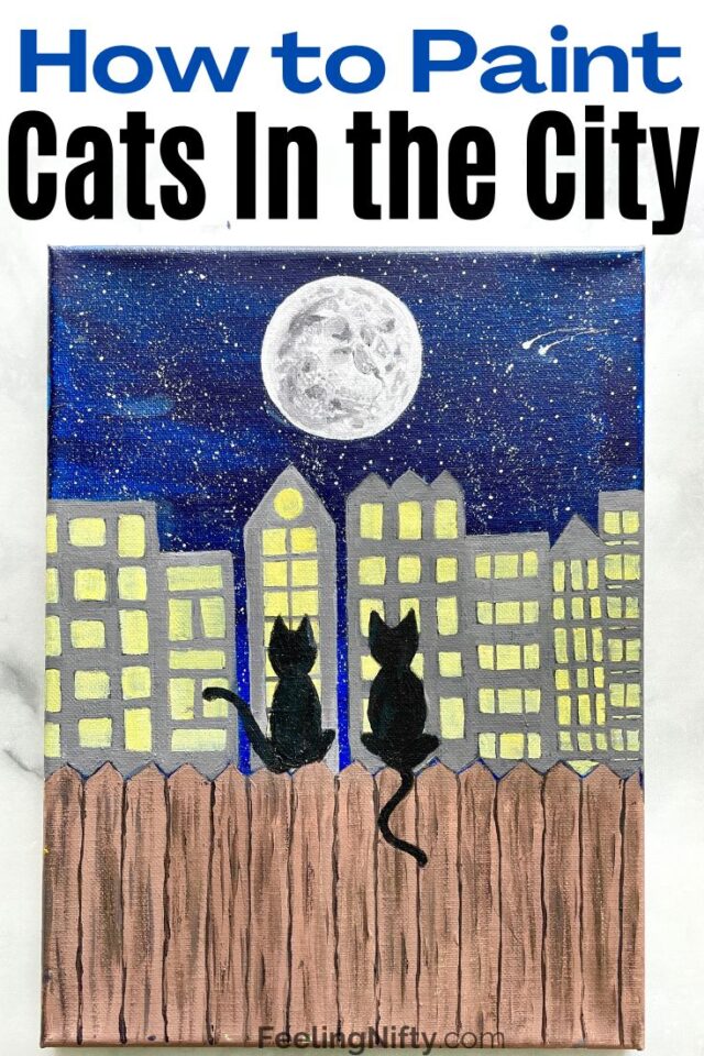 How To Paint A Cat And A Night City Skyline