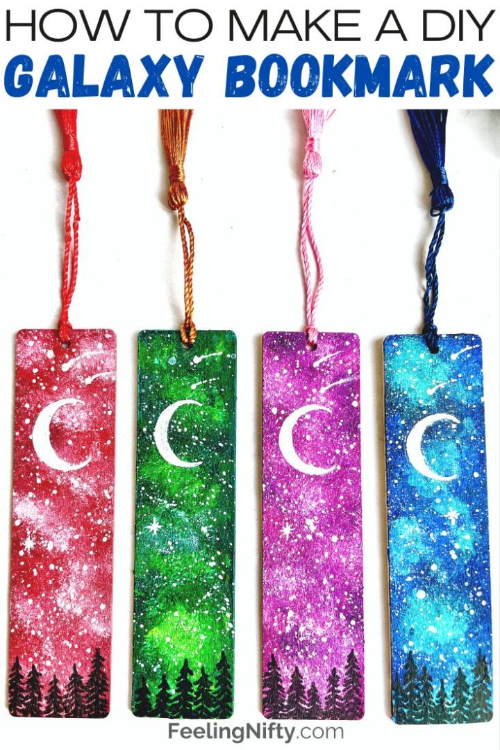 How To Make A Beautiful Bookmark - DIY Galaxy Painting Tutorial