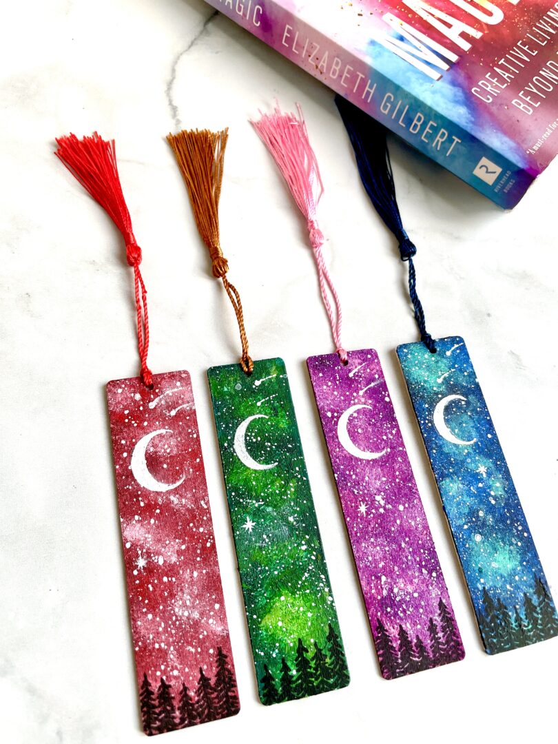 How To Make A Beautiful Bookmark - DIY Galaxy Painting Tutorial