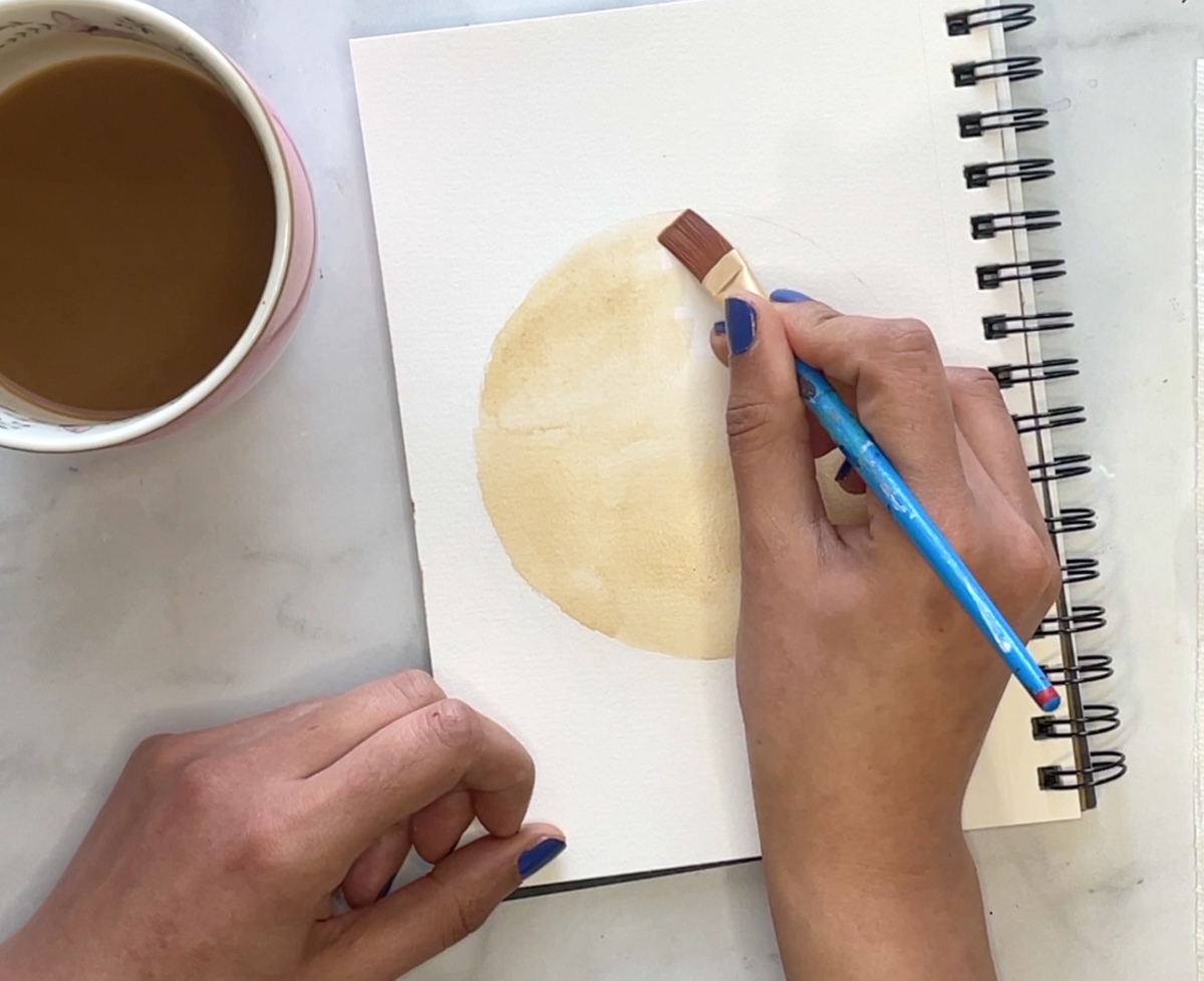 How To Paint With Coffee : Easy Sunset For Beginners