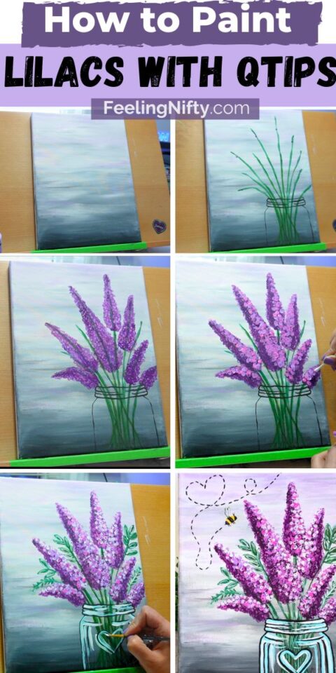 How To Paint Lilacs with Q-Tips & Acrylic Paint