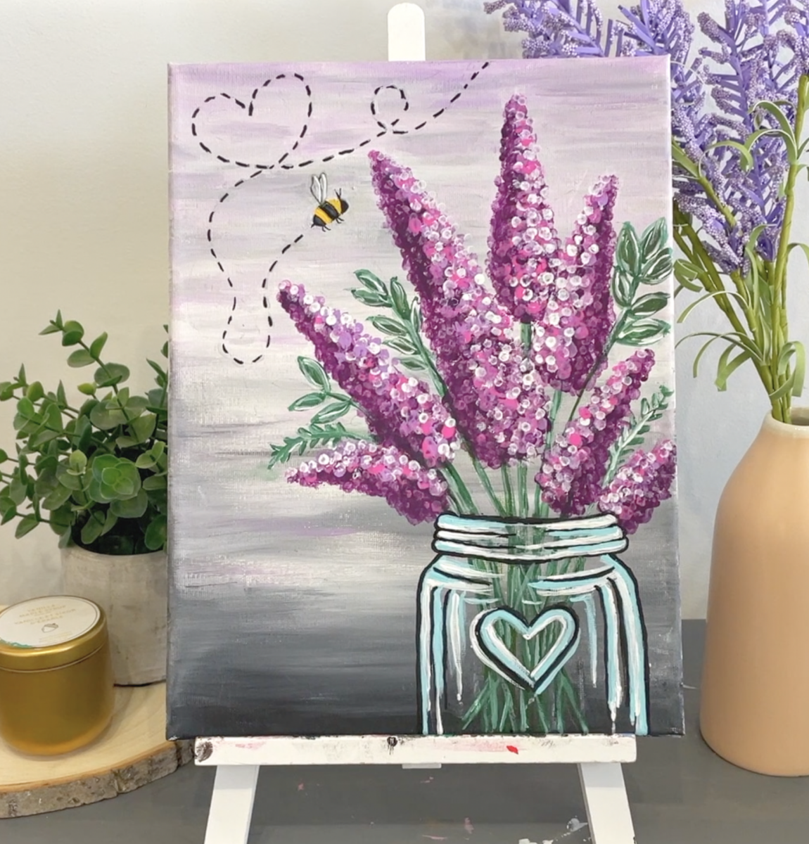 How To Paint Lilacs with Q-Tips & Acrylic Paint