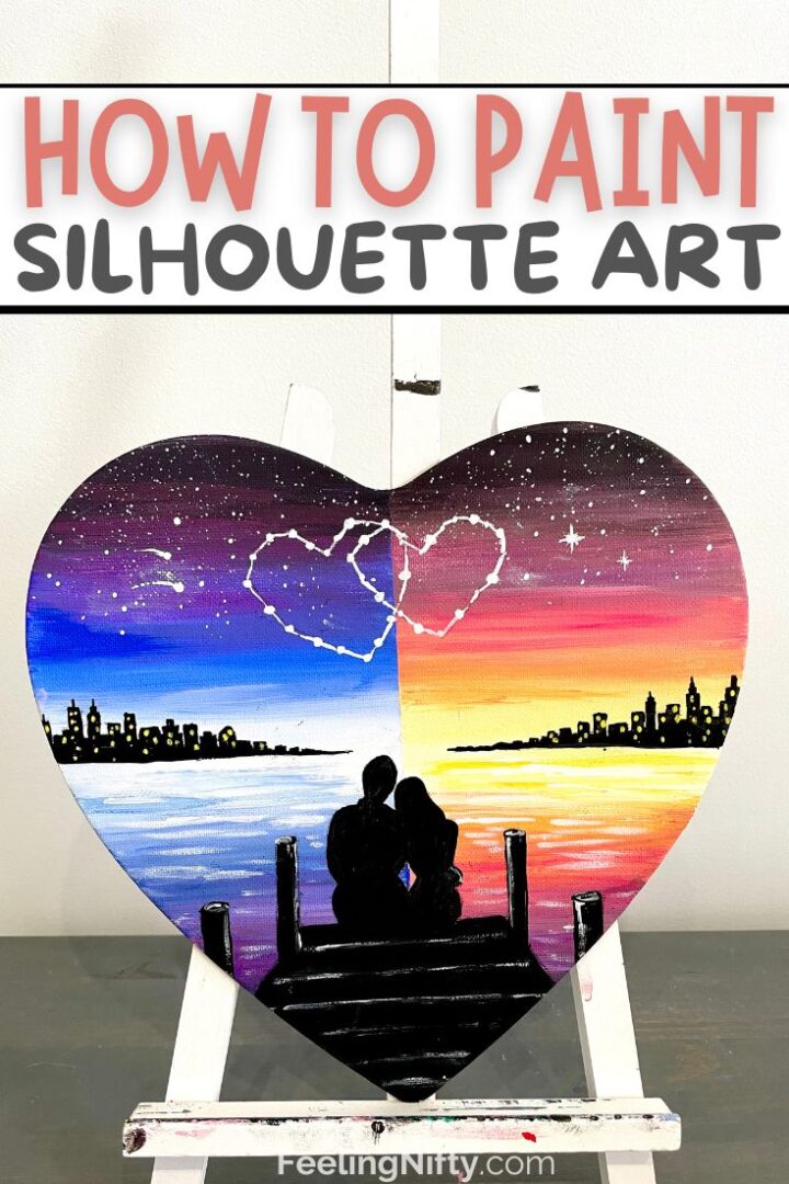 Easy Couples Silhouette Painting For Beginners
